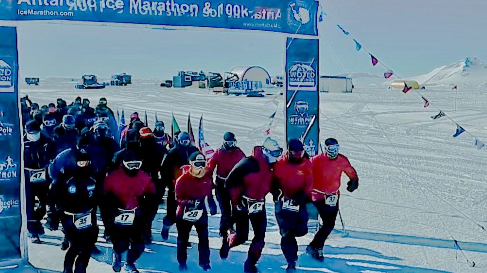 Cinematic footage of Antarctic Ice Marathon captured by drone [video ...