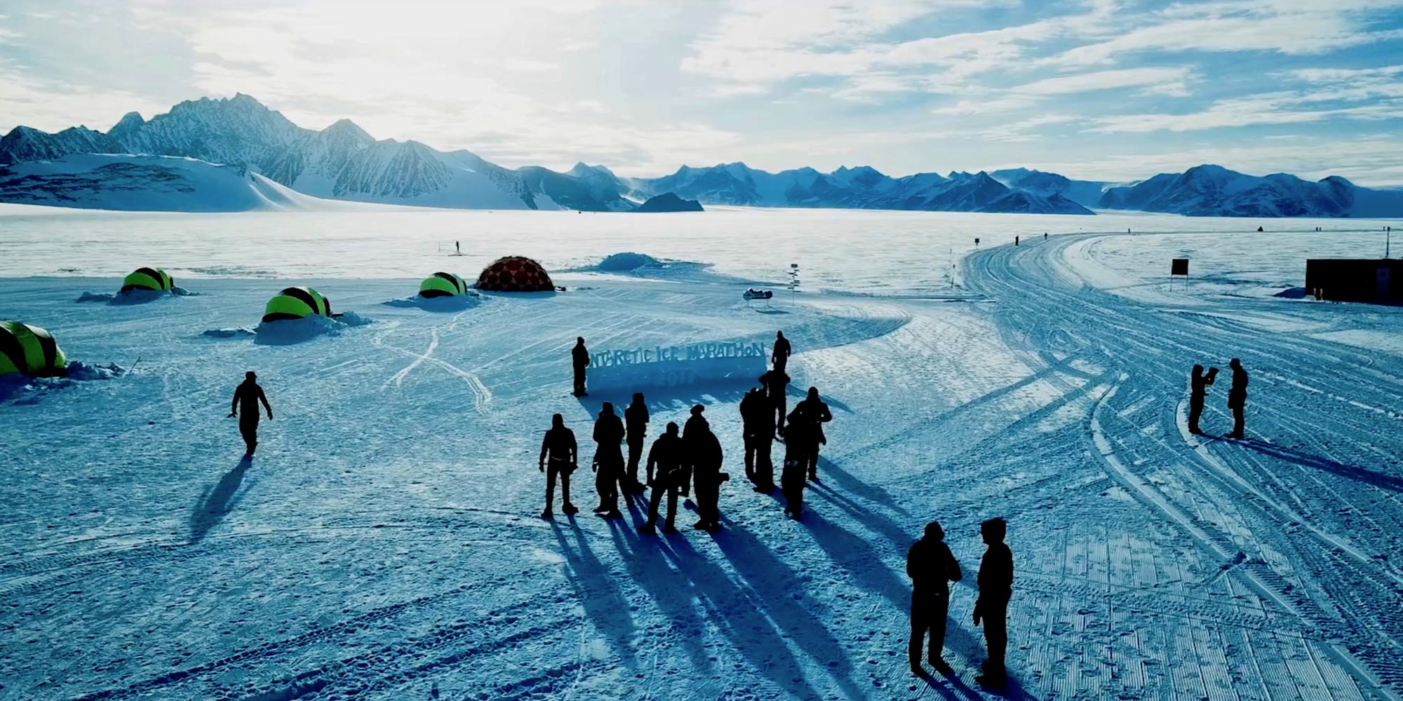 Cinematic footage of Antarctic Ice Marathon captured by drone [video ...