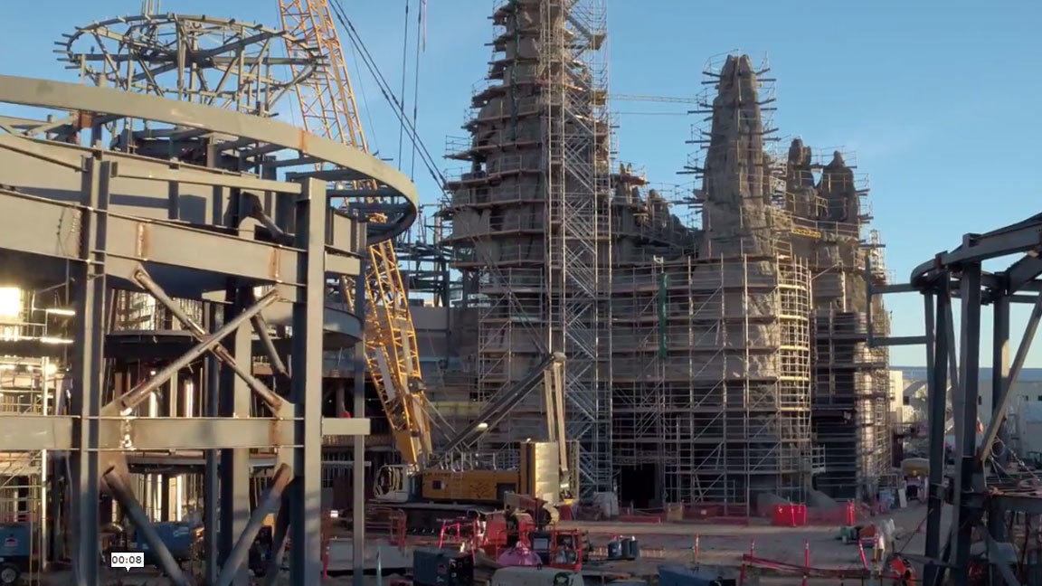 Drone footage of Walt Disney's Star Wars: Galaxy's Edge construction site