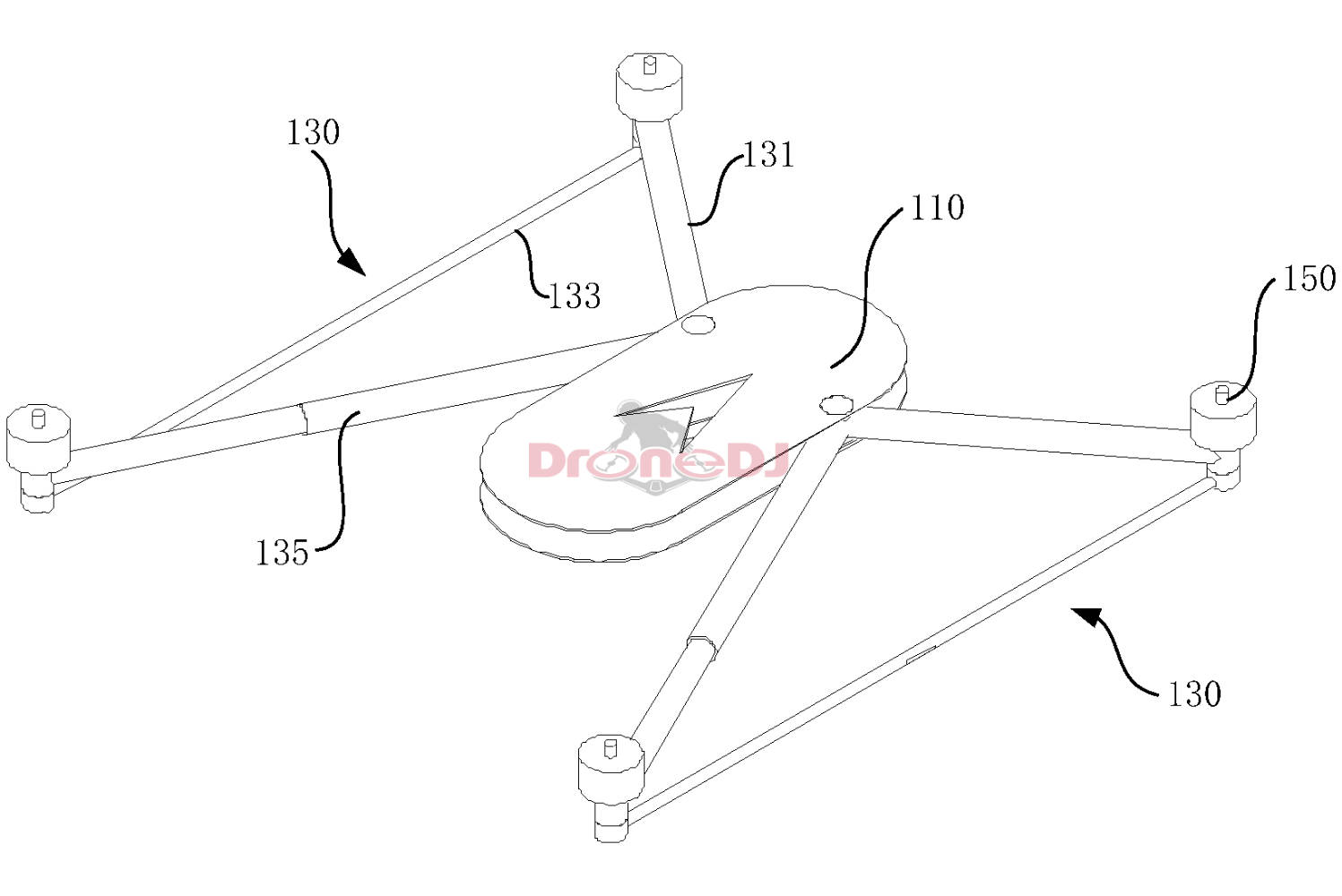 DJI bi-copter and drone frame made public by CNIPA patents
