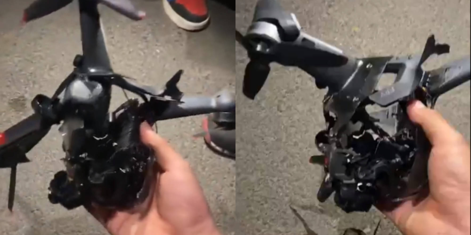 This is what a DJI FPV drone crash looks like: total destruction