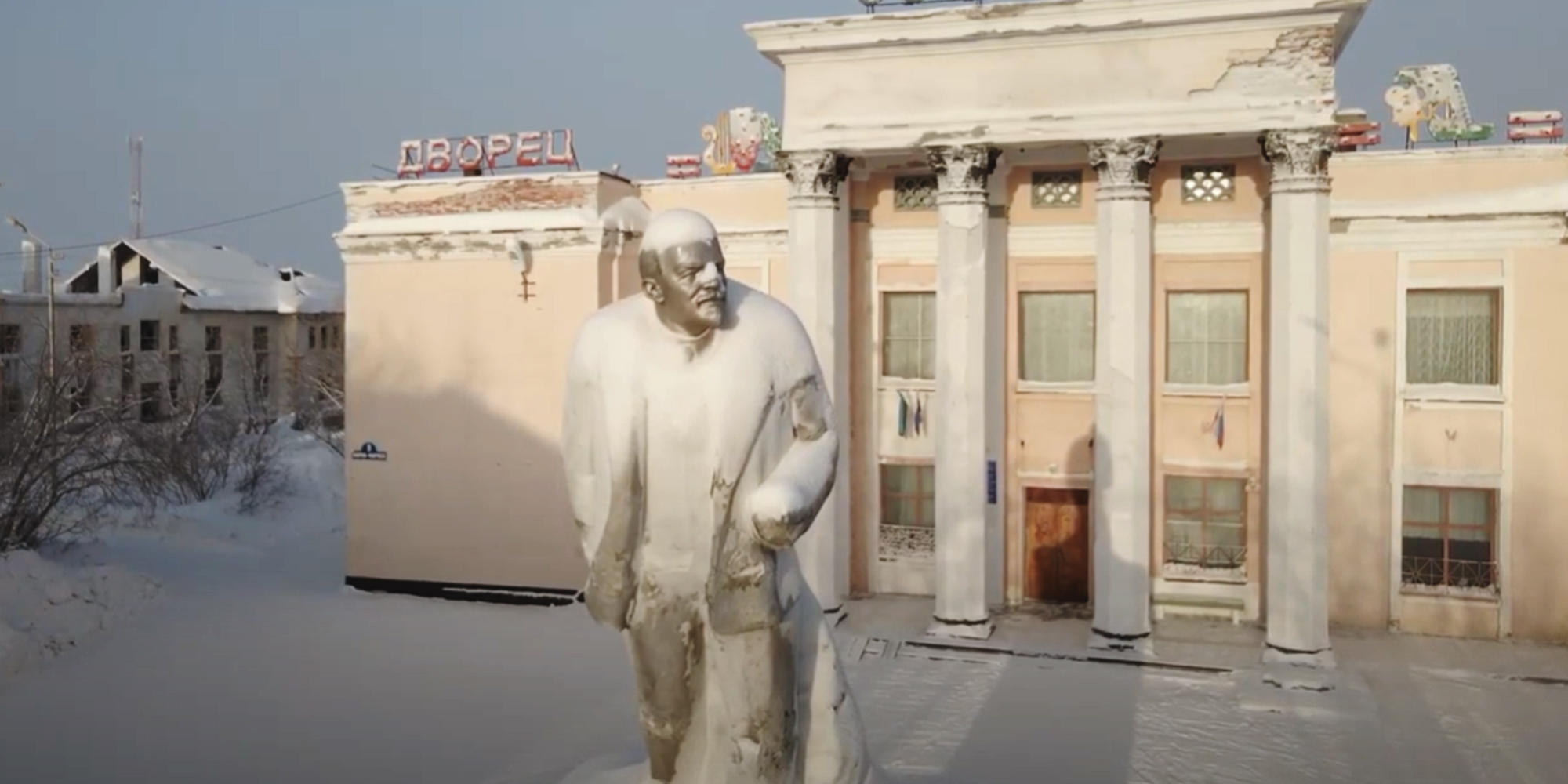 Take a virtual drone tour of the frozen ghost village of Severny, Russia