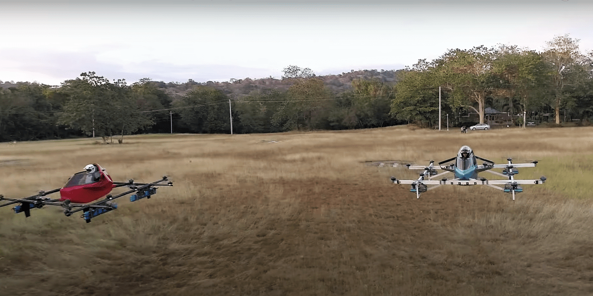 In a world-first, two guys compete in flying racing cars [video]