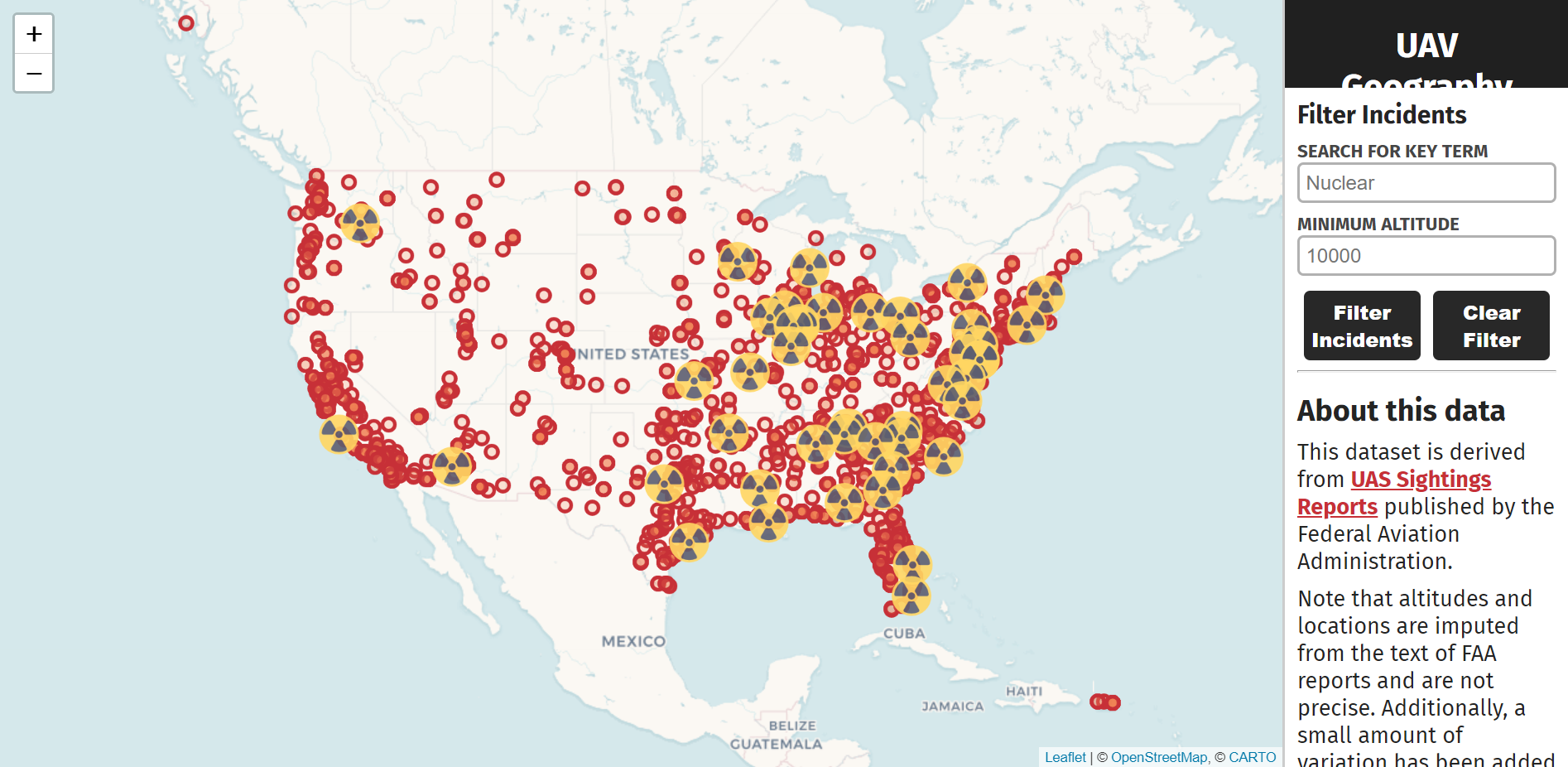 Interactive US map of nearly 10,000 drone, UFO encounter incident reports